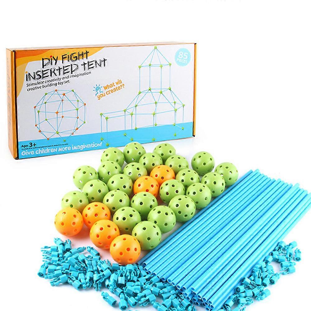 Kids Construction Fort Building Castles Tunnels Tents Kit 85Pcs DIY 3D ...