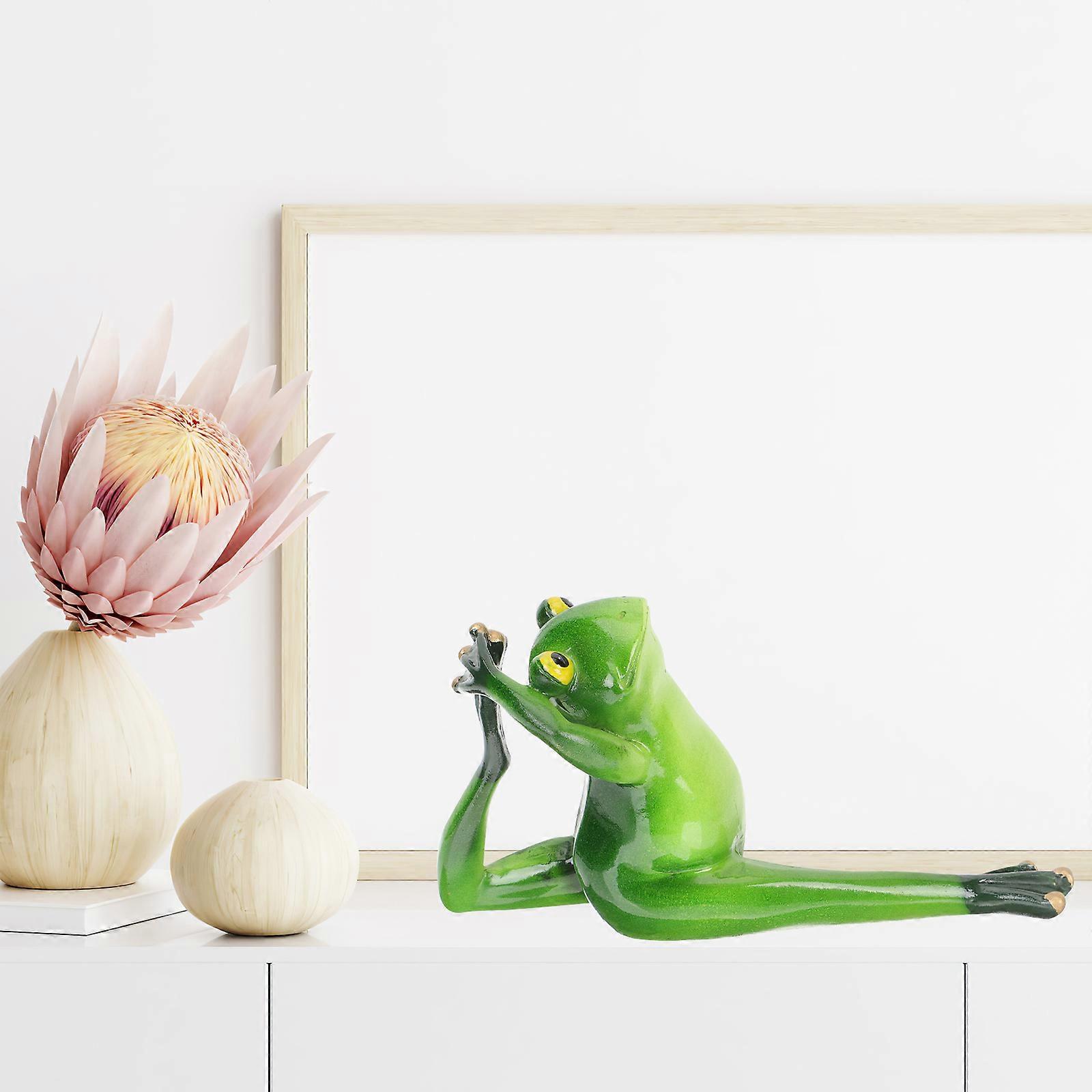 Frog Figurine Funny Yoga Frog Statue Animal Sculpture Creative Table ...