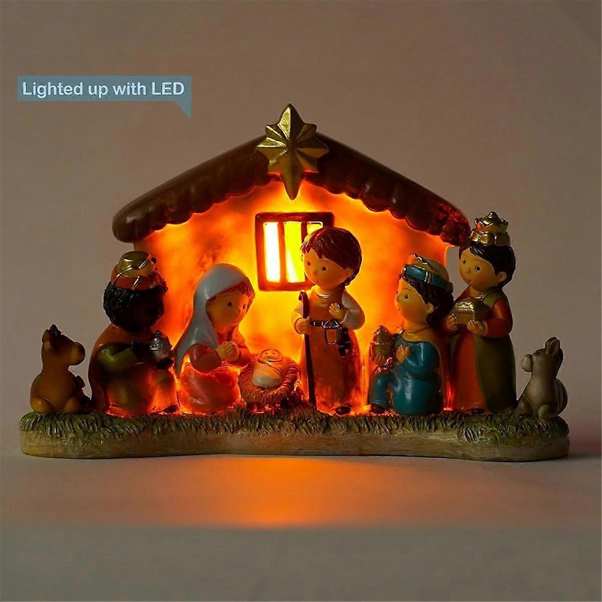 Mini Nativity Set, Indoor Nativity Scene with LED Light Include 1 ...