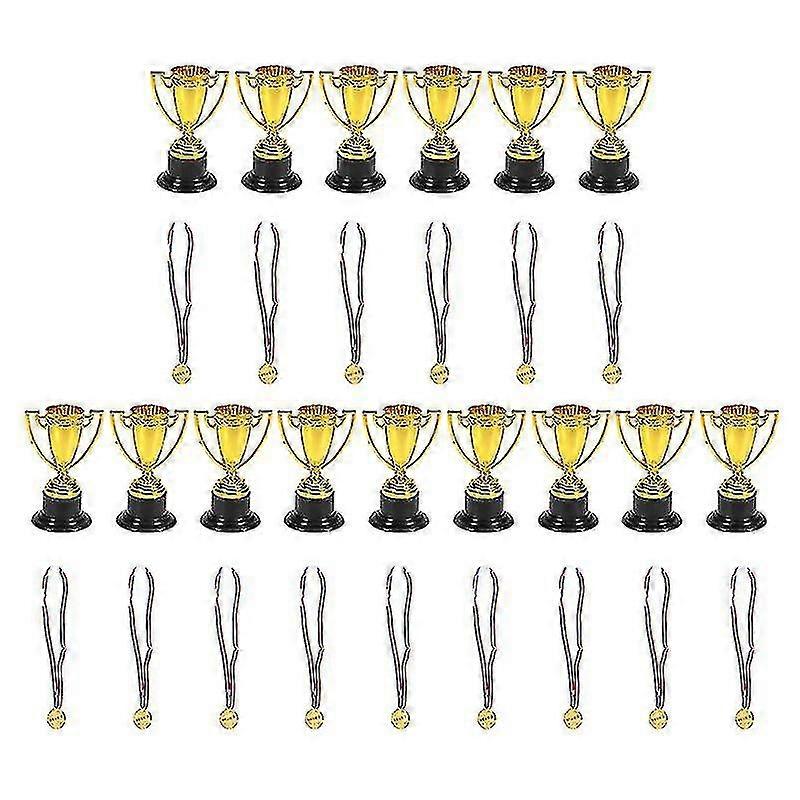 15 Set Mini Trophy Student Sports Award Trophy Medal With Ribbon ...