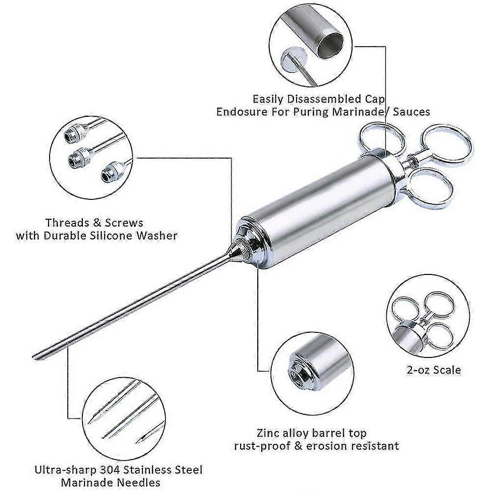 Meat Injector Syringe, Stainless Steel Marinade Flavor Injector Kit ...