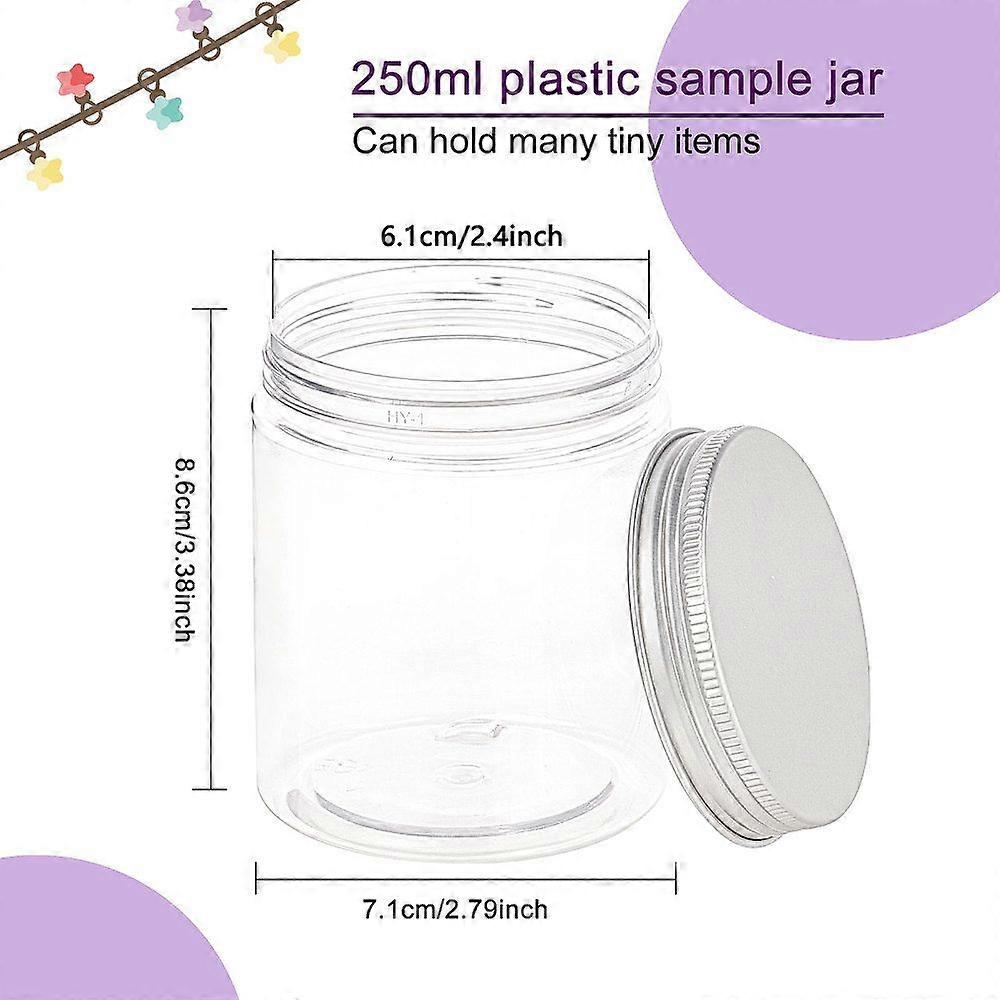 1Set 8 Pack 250ml Clear PET Plastic Storage Containers Jars with ...
