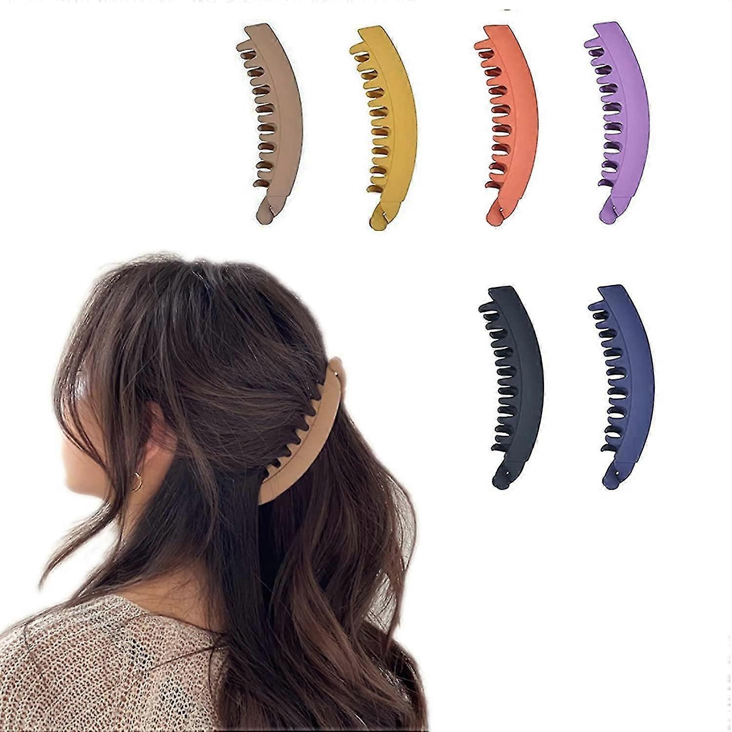 6 Pieces Large Hair Clips Banana Barrettes Fish Clips For Long Hair ...