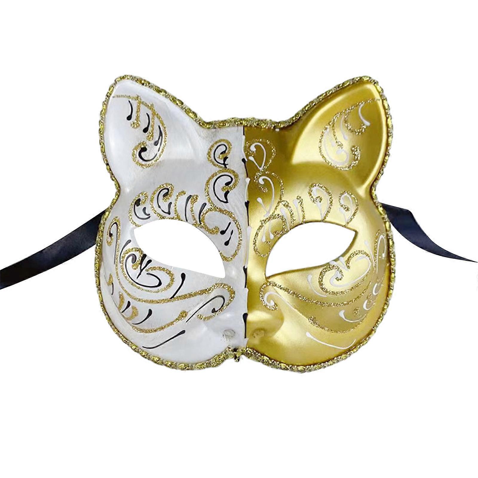 Halloween Cats Face Mask Masquerade Cats Mask For Women Man Cosplay ...