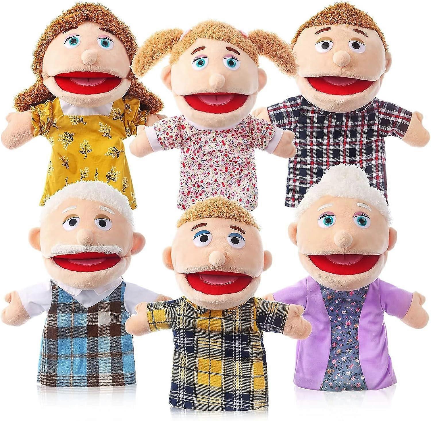 AURA 6 Pcs Family Members Hand Puppets Toy,12 Inch Mouth Opening Hand ...