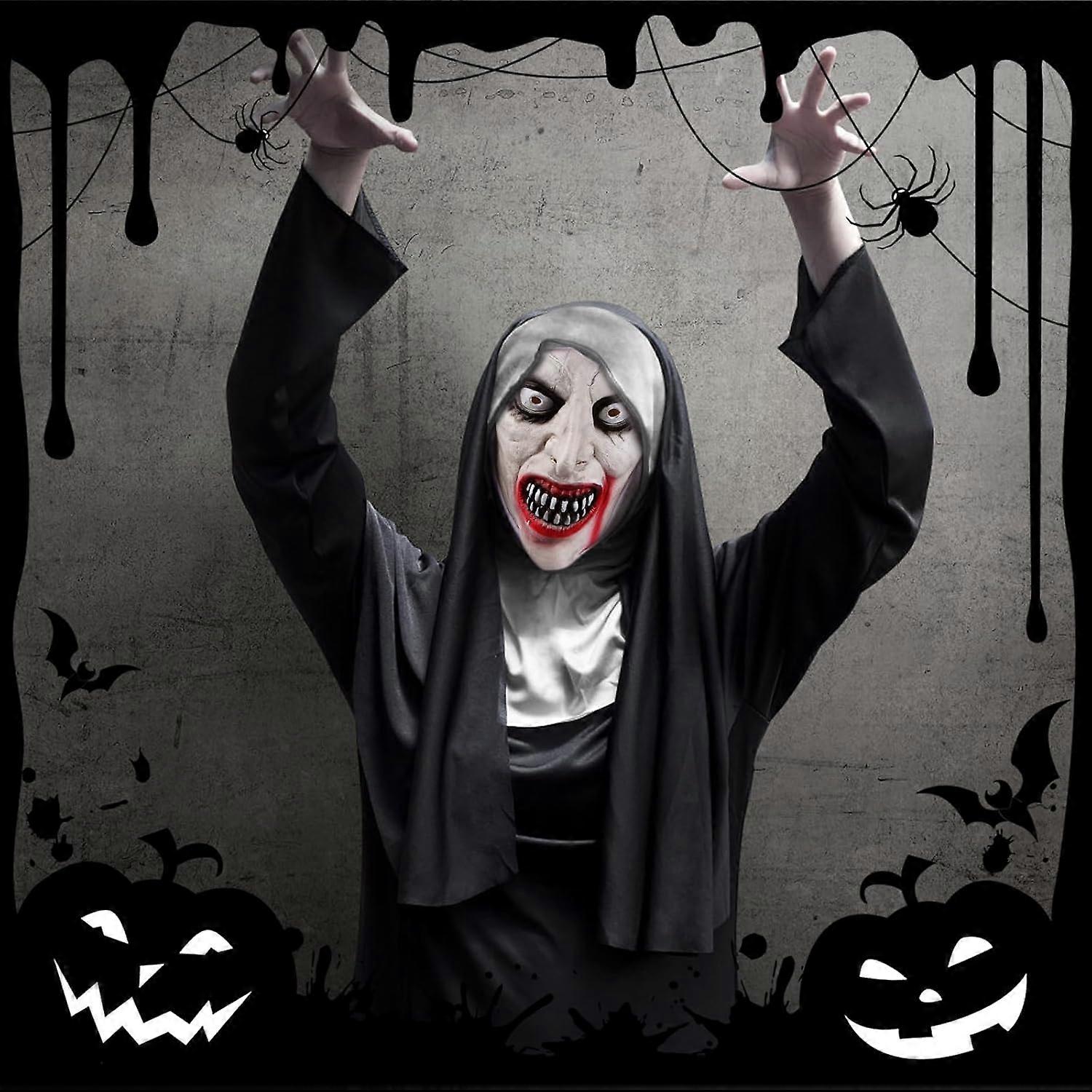 Halloween Horror Mask - Scary Latex Nun Full Head Mask for Adults ...