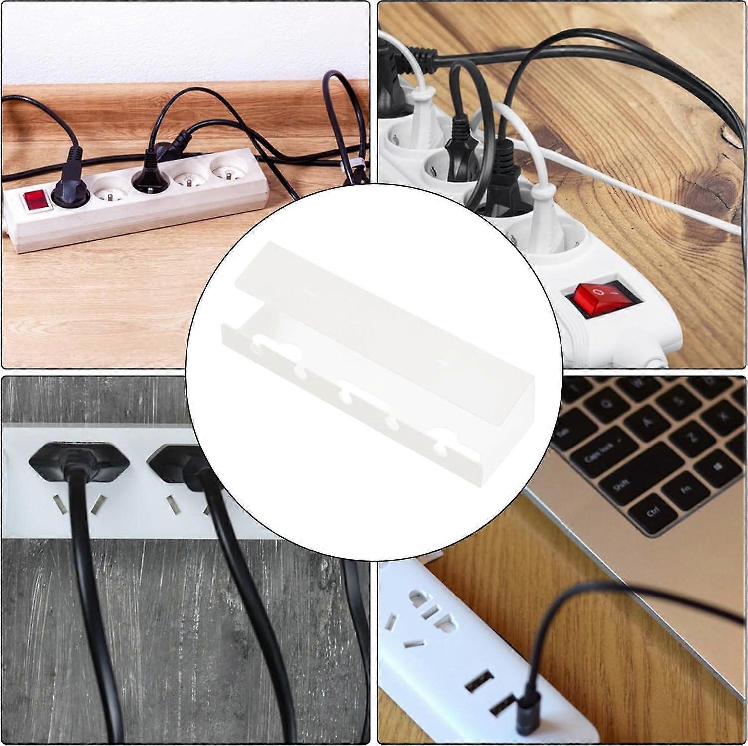 Under-Table Cable Management System - Sturdy White Cable Holder for ...