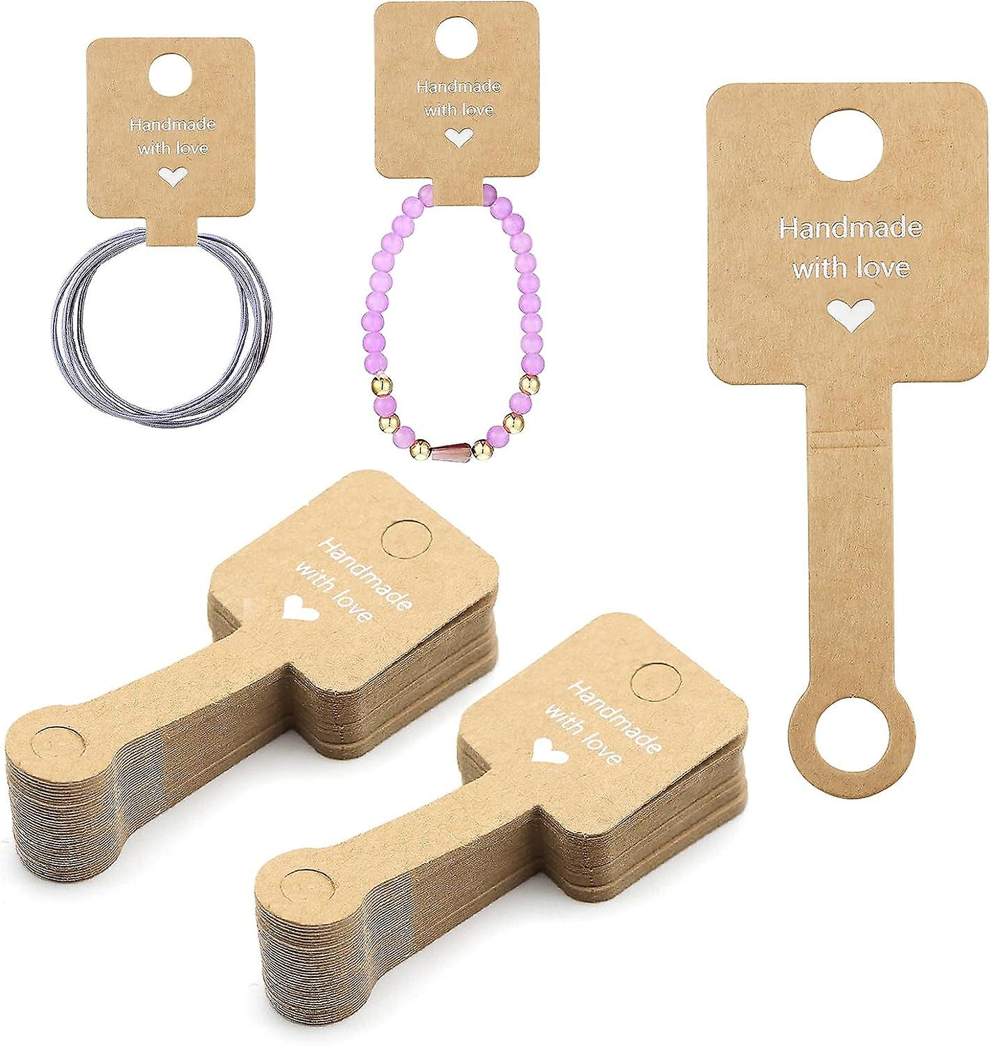 100 Pack selvklæbende halskæde Display Cards, Armbånd Display Kort med huller Kraftpapir smykker ...