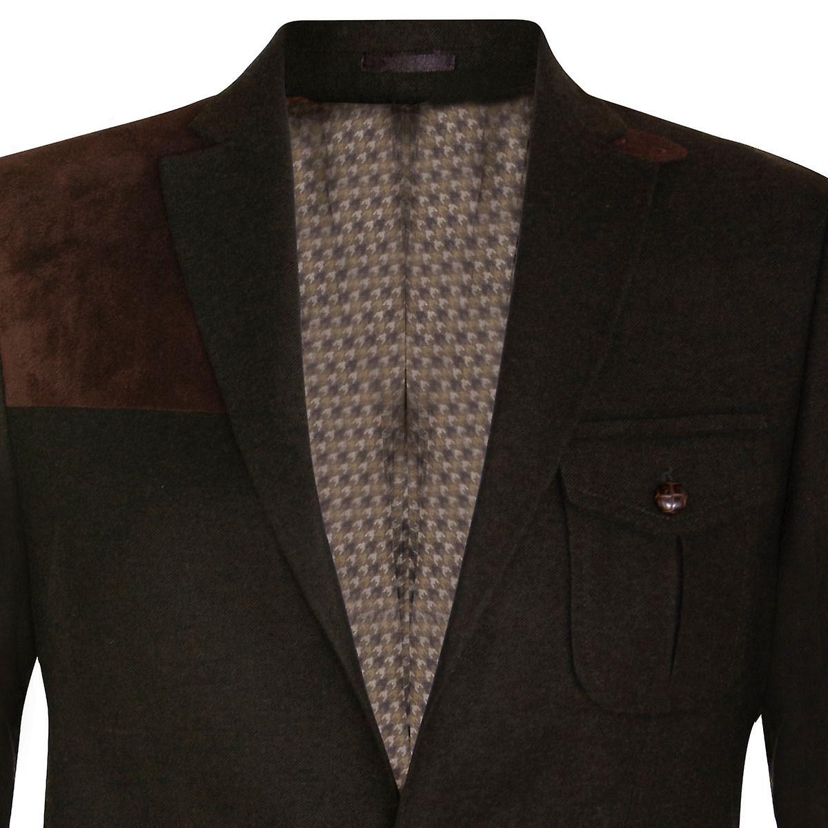 Mens Olive Wool Tweed Shooting Jacket Hunting Blazer | Fruugo US