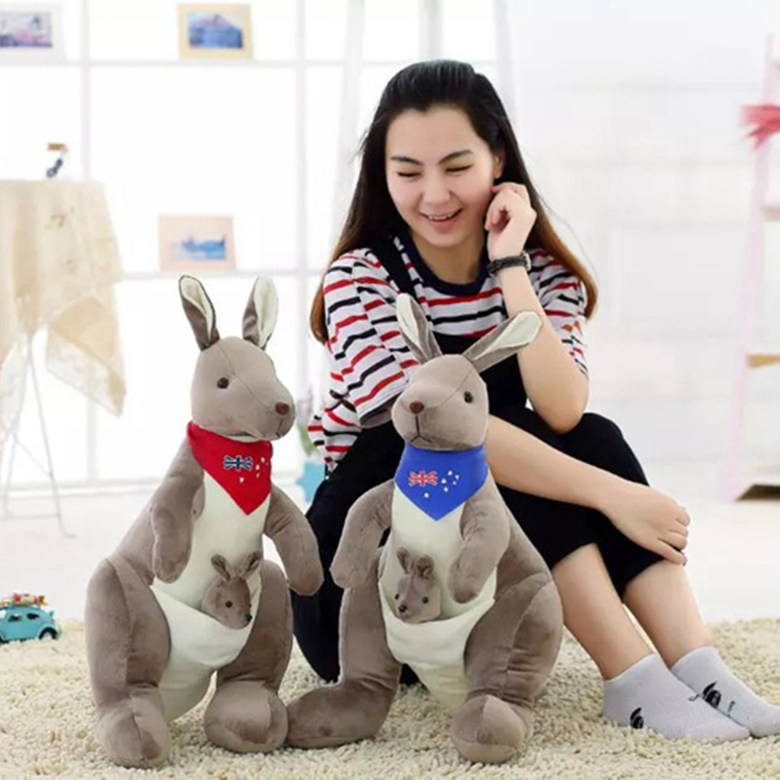 Kangaroo Plush Doll Soft Stuffed Animal Toy Simulation Kangaroo Mother & Baby Kangaroo Doll ...