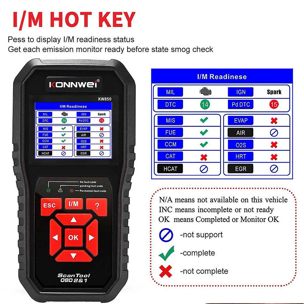 For Konnwei Kw850 Professional Obdii Car Diagnostic Scanner Tool Engine Check Automotive Obd2 ...