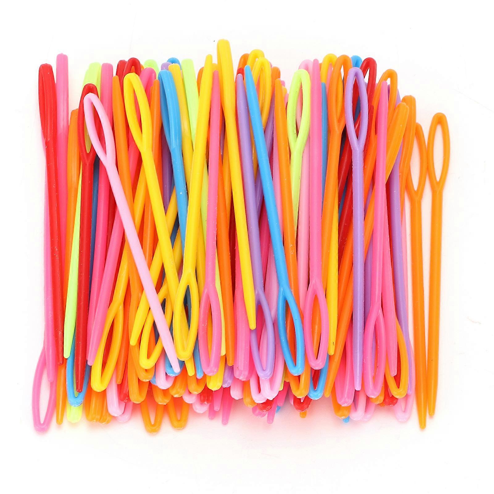 1000Pcs Plastic Sewing Needles LargeEye Colorful Durable Safety Lacing ...