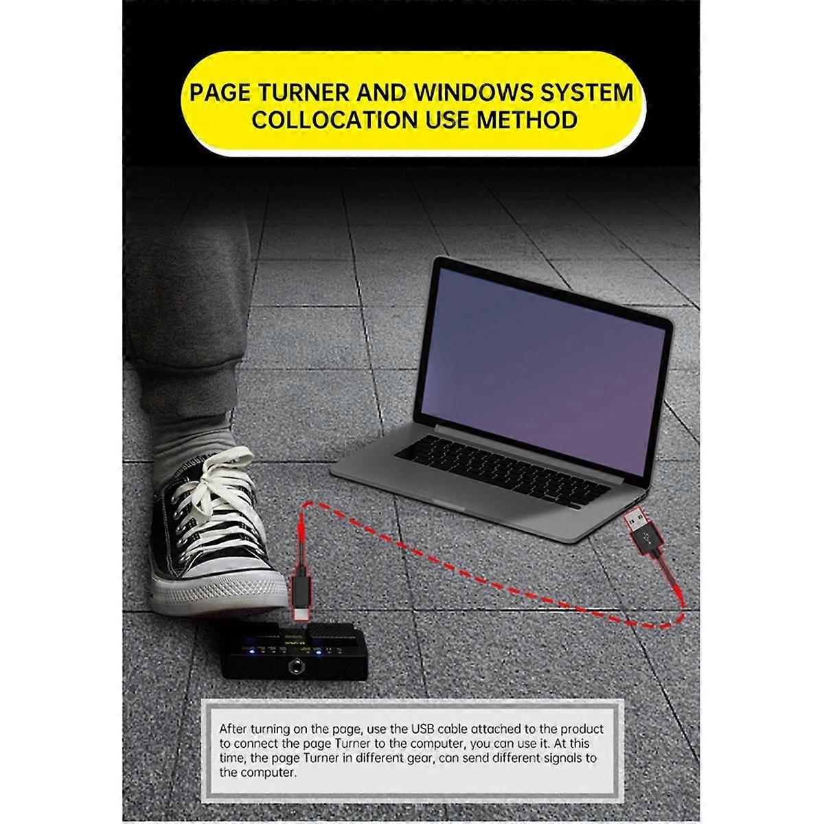 Square Turner Pro Wireless Bluetooth Page Turner Silent Foot Pedal USB ...