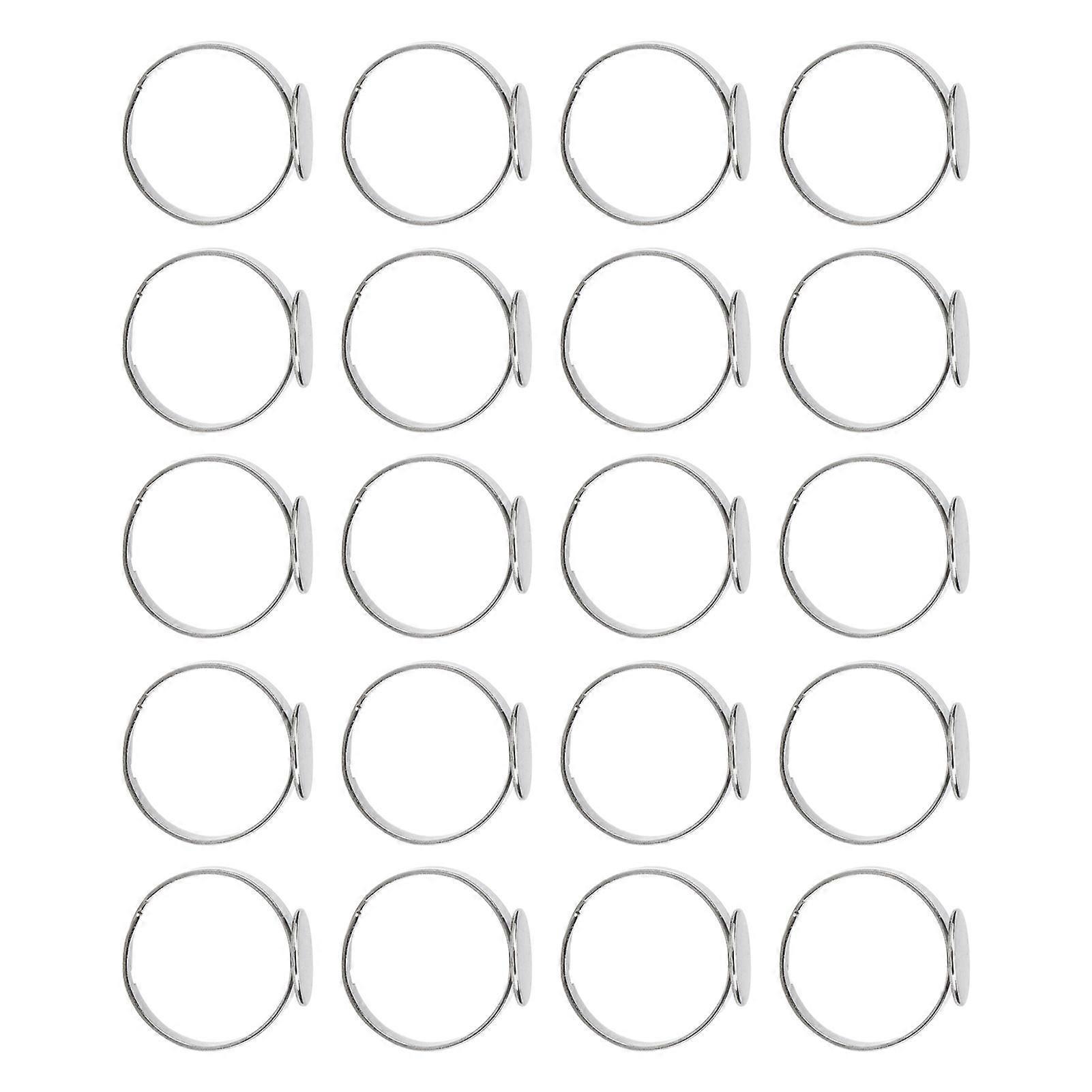 20pcs Blank Rings DIY Adjustable Stainless Steel Flat Rings Bases for ...