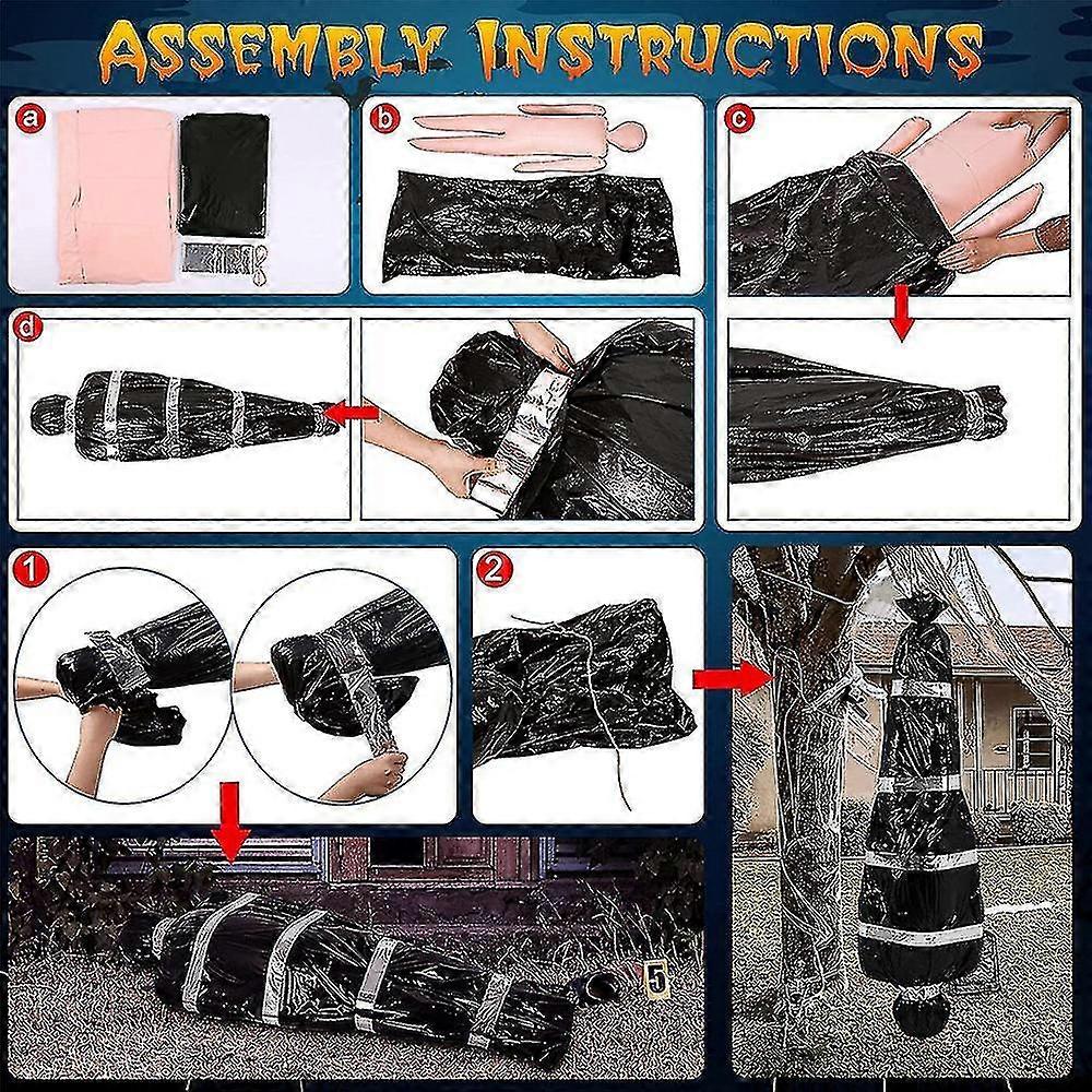 Halloween Dead Victim Prop Scary Fake Corpse In Bag Creepy Haunted ...