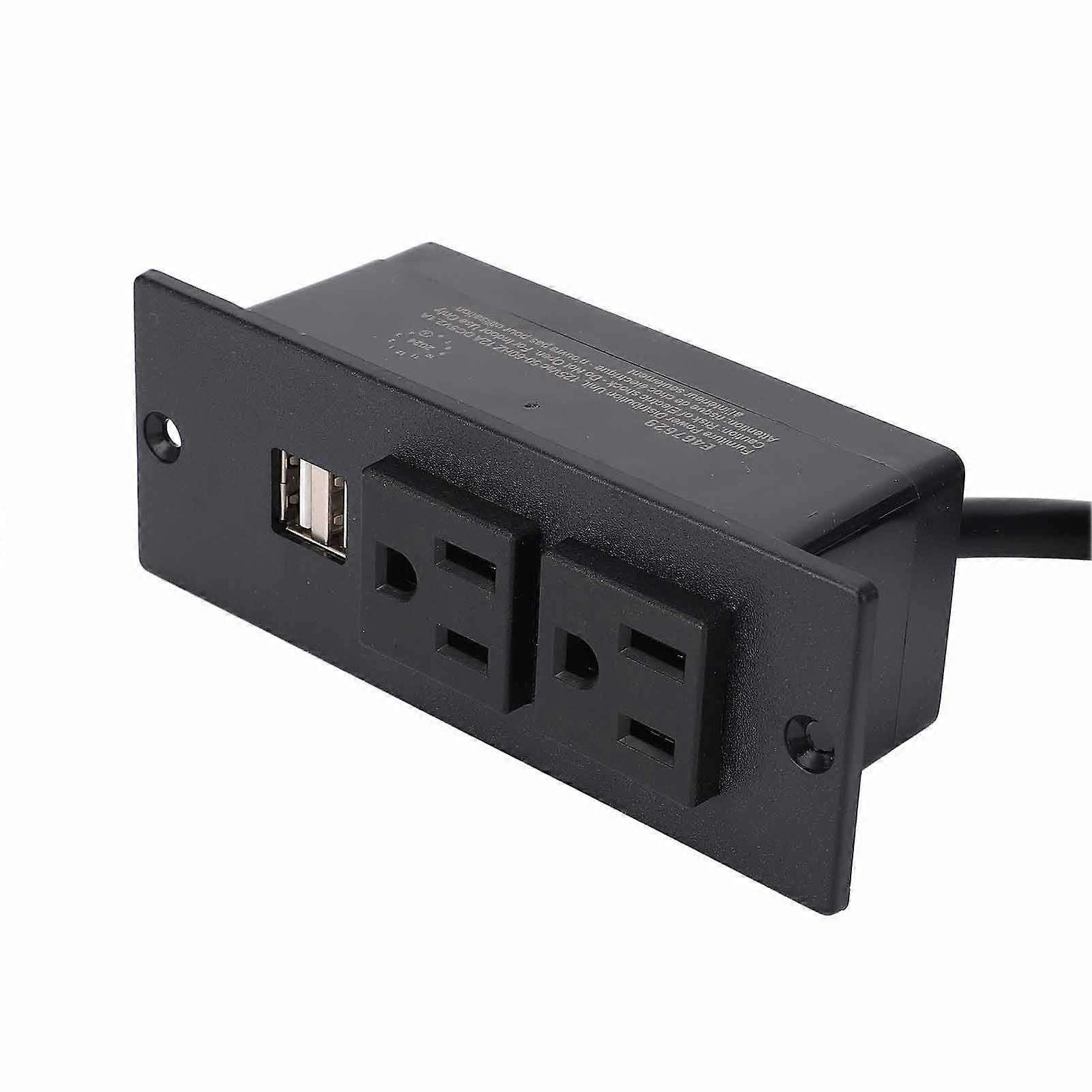 Recessed Power Strip 1500W 2 AC Outlets 2 USB Ports Furniture Power ...
