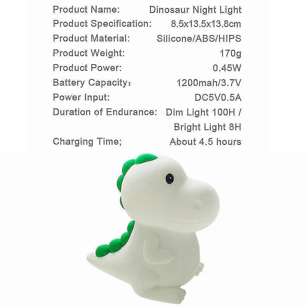 Dinosaur Silicone Lamp Cartoon Children Charging Gift Dimming Pat Lamp ...
