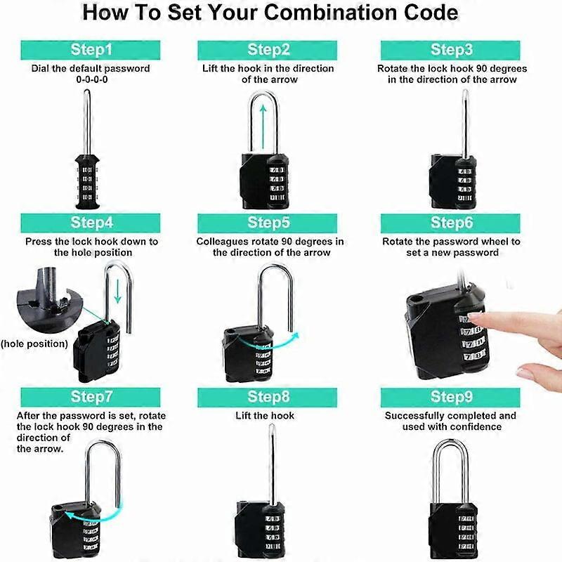4 Digit Combination Lock 2.5 Inch Long Ring and Waterproof Reset Table ...