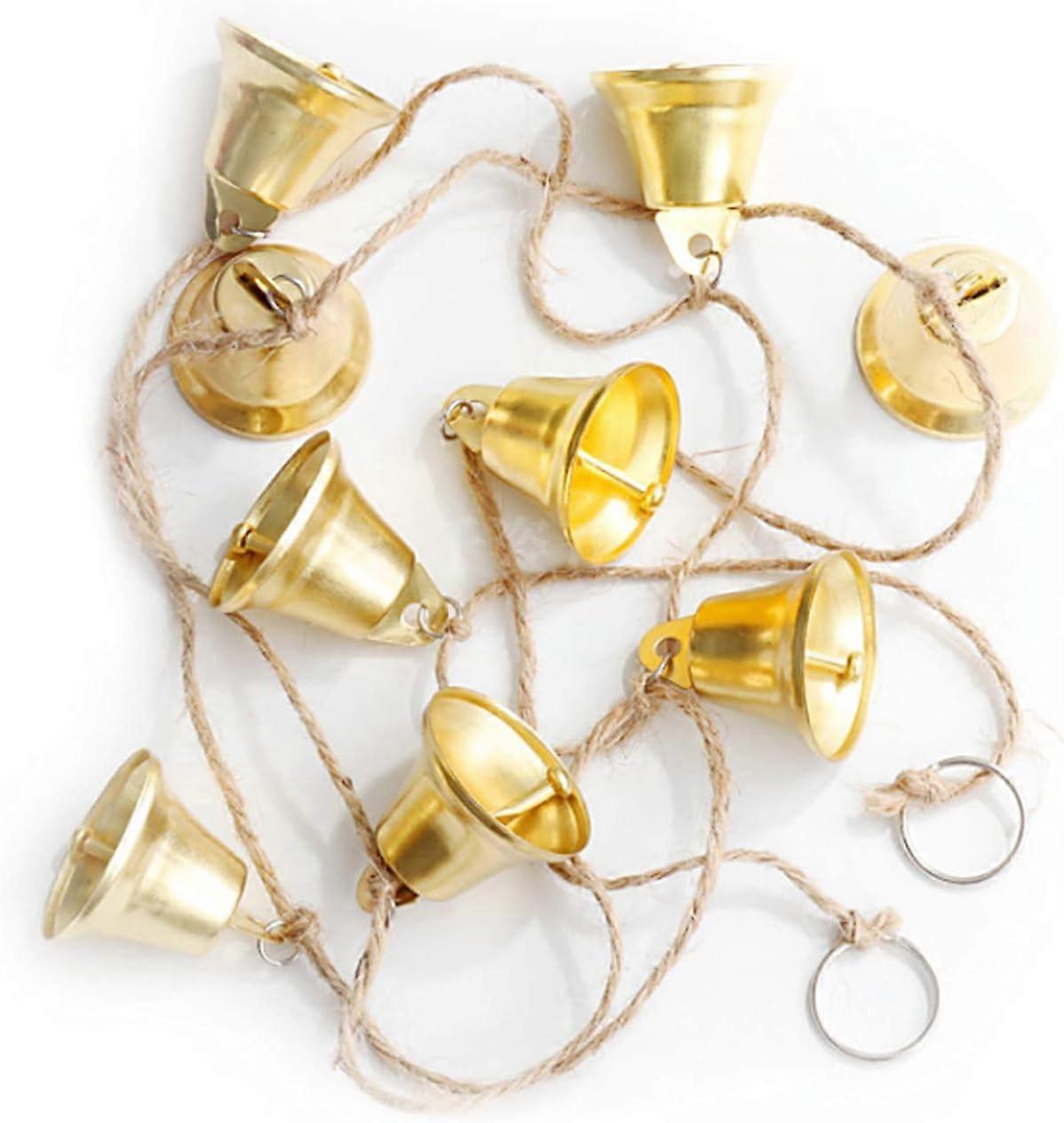 Vintage Jingle Bells Hanging String, 9 Polished Brass Bells Decorative ...