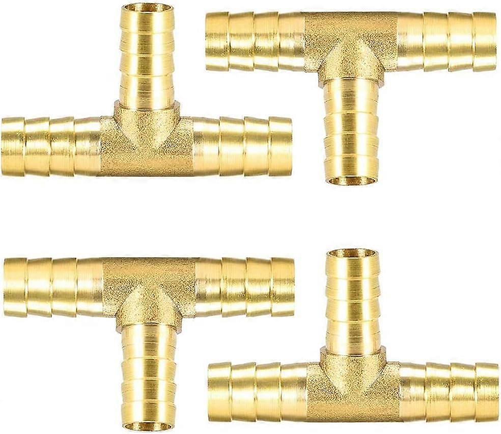 4PCS Brass Hose Connector 3 Way T-Piece Brass Fuel Hose Joiner Pneumatic Hose Connector Tee for ...