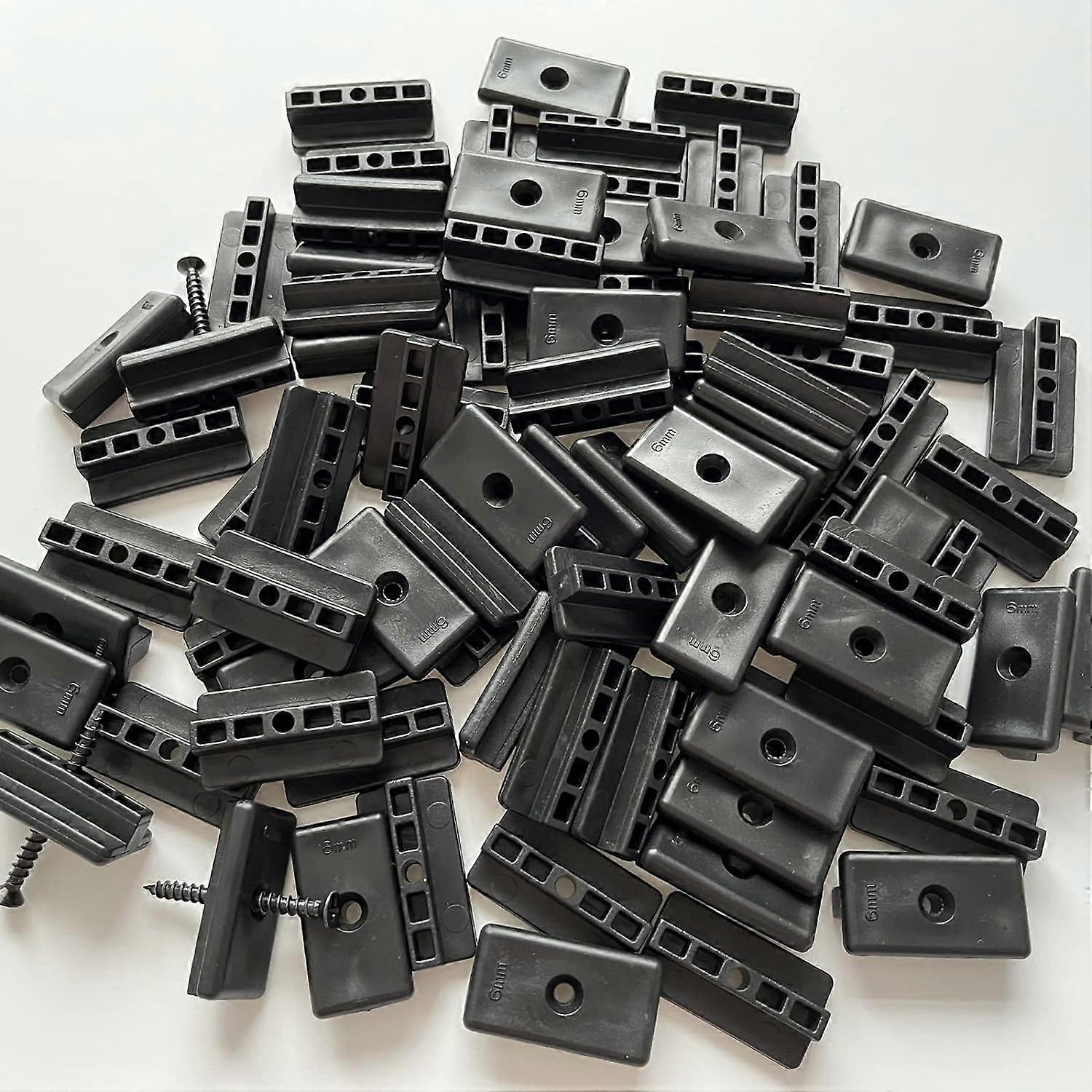 100 stk. WPC-clips, 6 mm plastterrasseclips til WPC/BPC-lameller ...