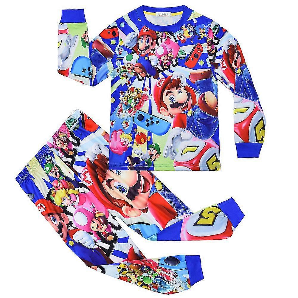 4-9 Years Super Mario Bros Printed Children Pajamas Set Pjs Sleepwear ...
