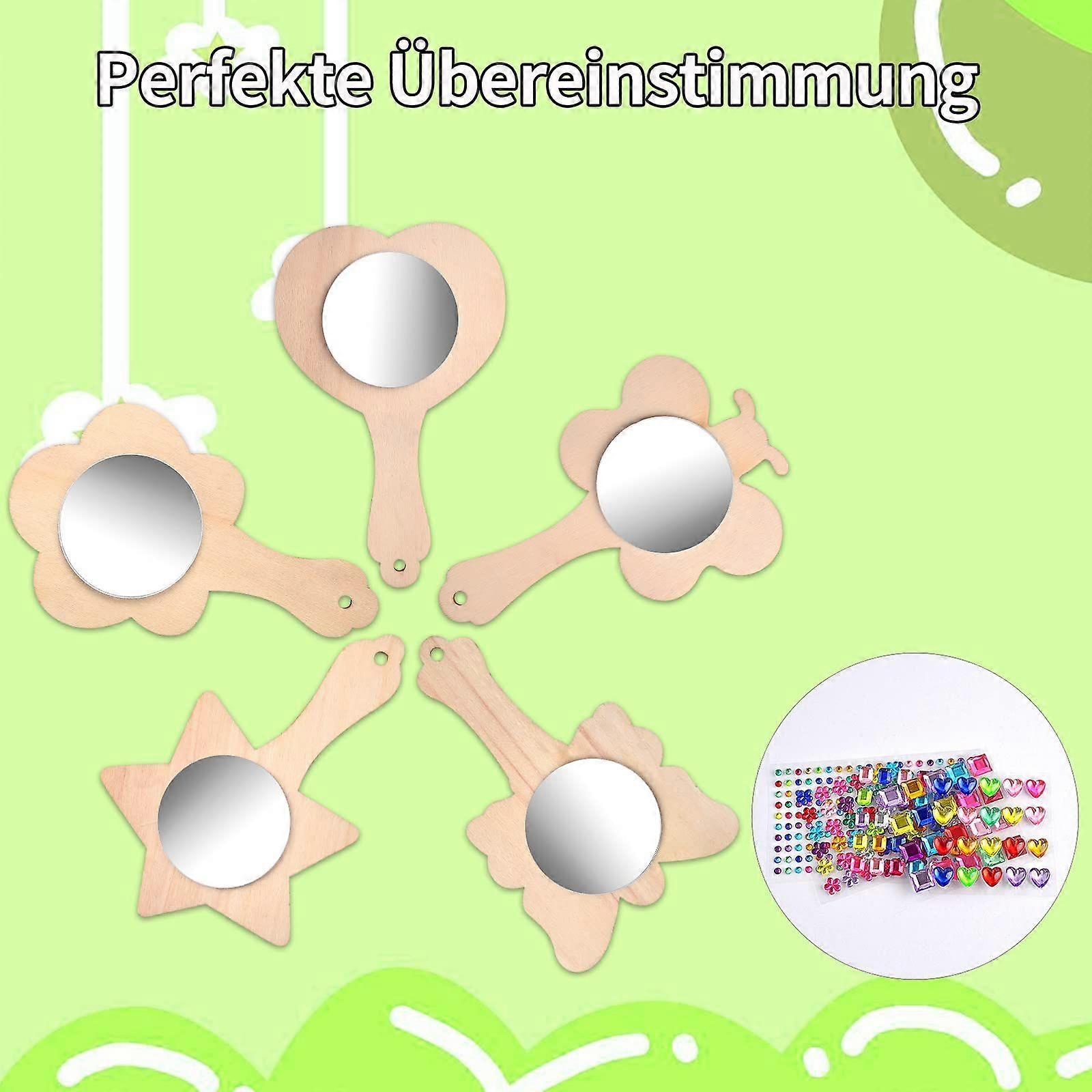 Pack of 10 DIY Wooden Mirror Crafts for Children Mini Wooden Princess ...