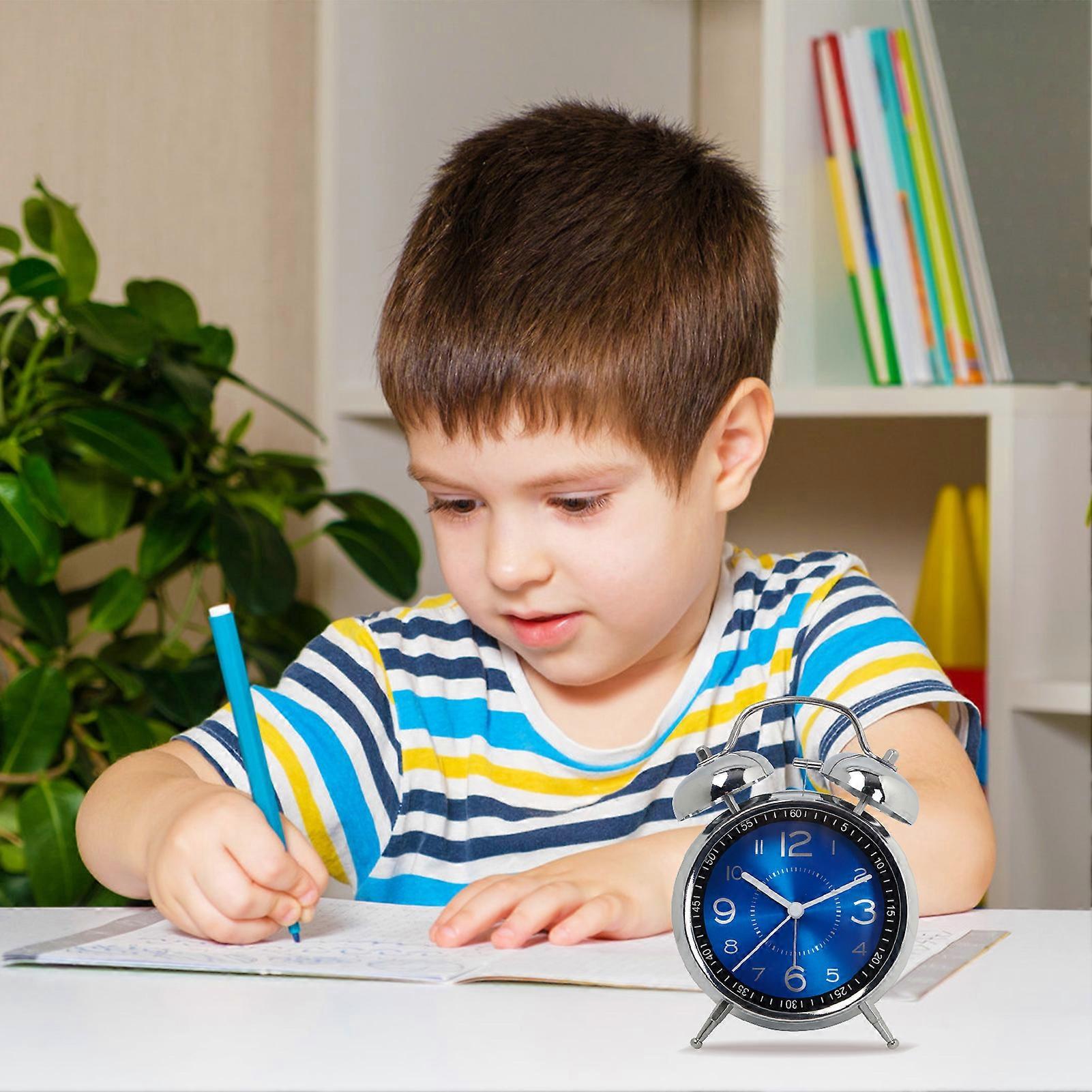 Students Mini Creative Alarm Clock Round Metal Silent Alarm Clock for ...