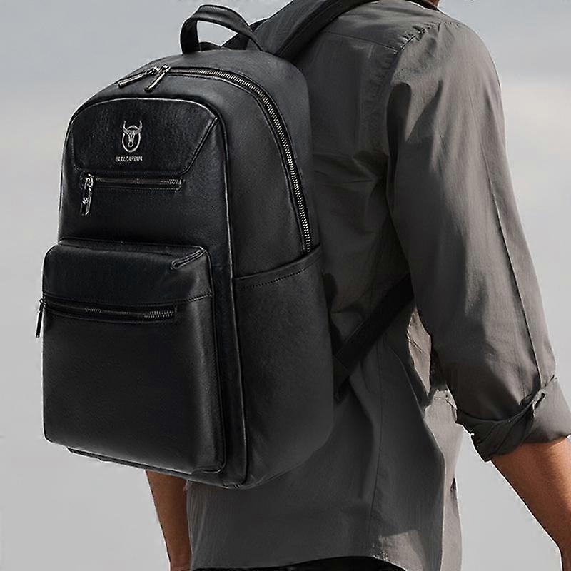 BULL CAPTAIN 606 Men Retro Leather Backpack Multi-Functional Laptop Bag ...