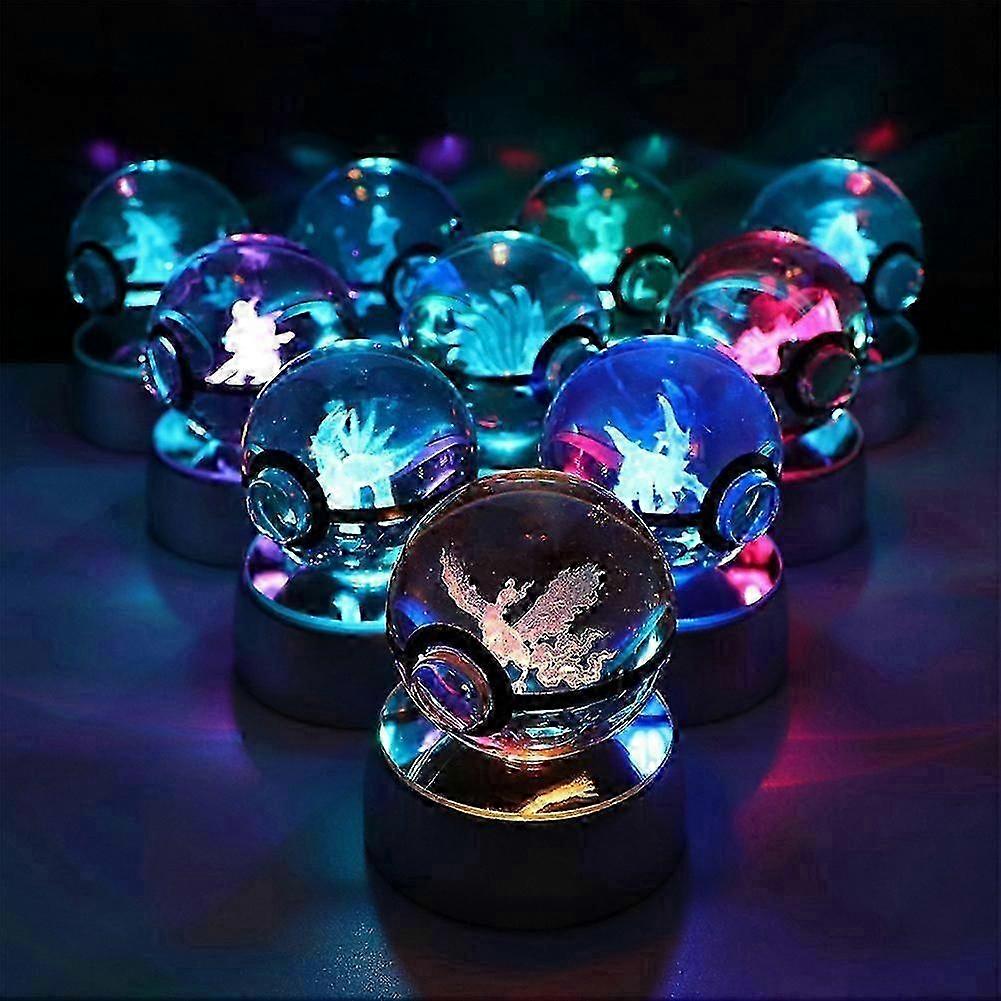 Glowing Pokball Home Decor for Gaming Room Bedroom 3D Glass Pokemon ...