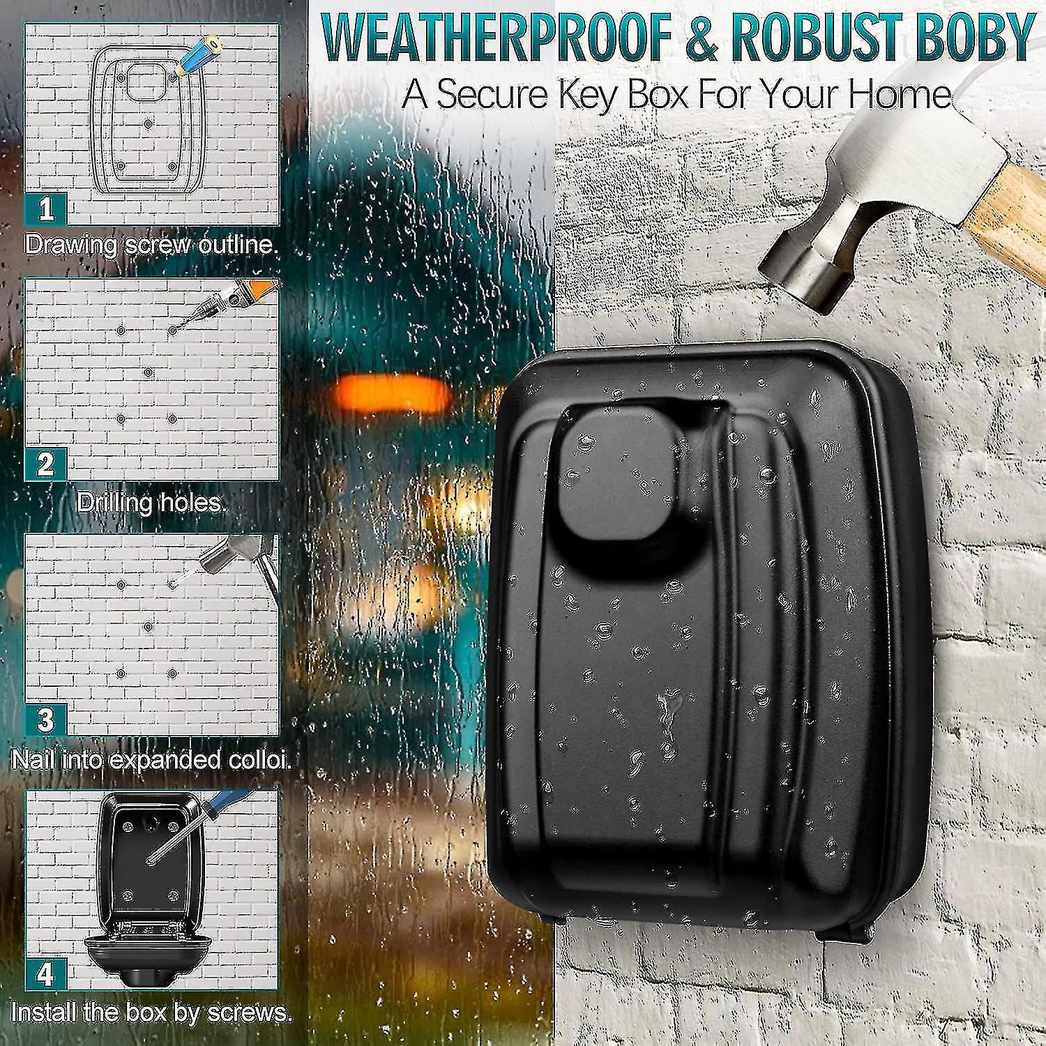 Large Outdoor Key Box With Wall Safe | Fruugo UK