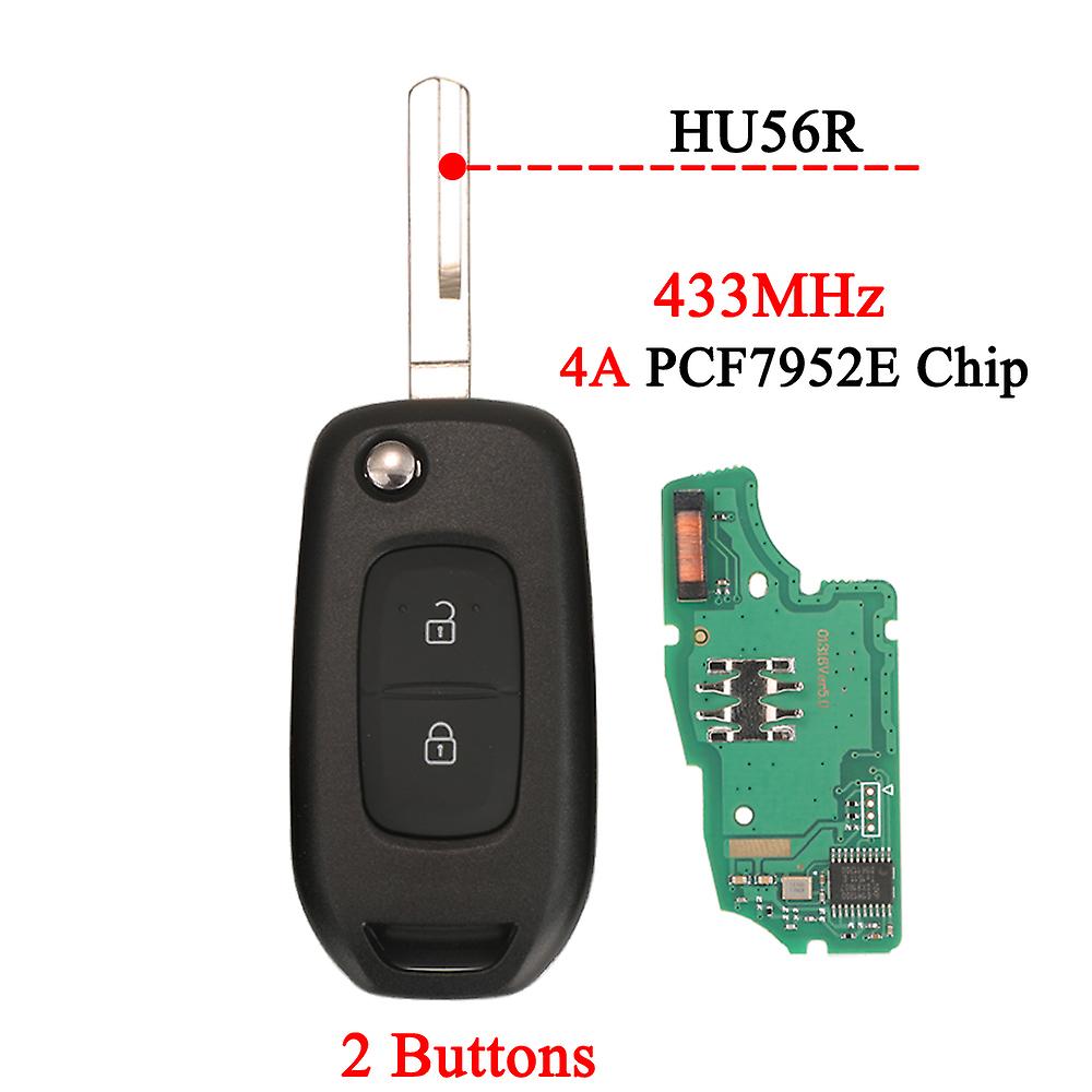2/3 Button Flip Remote Car Key 433mhz 4a Chip For Renault Dacia Logan 2 ...