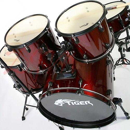 Tiger Full Size Acoustic Drum Kit, 5 Piece Drum Set with Stands ...