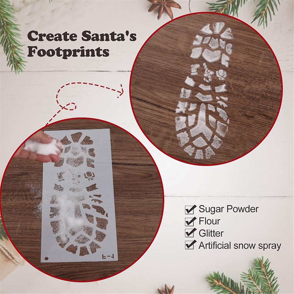 Christmas Stencils for Painting Santa Footprints for Floor, Santa Boot ...
