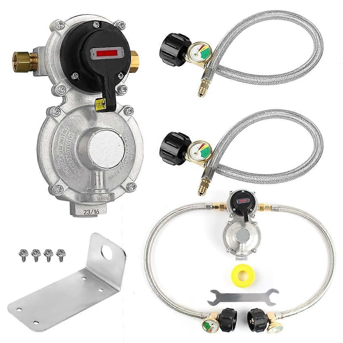 RV Propane Regulator with Hose, Heavy Duty 2-Tank Auto Changeover LP ...