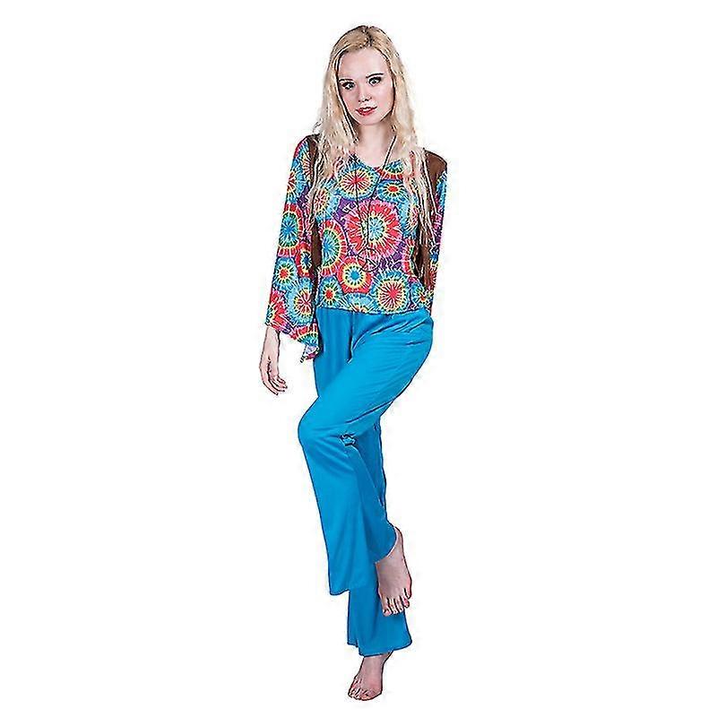 Hippie Costume 1960s Fancy Dress Up Groovy 1970s Retro Blue Hippy Disco ...
