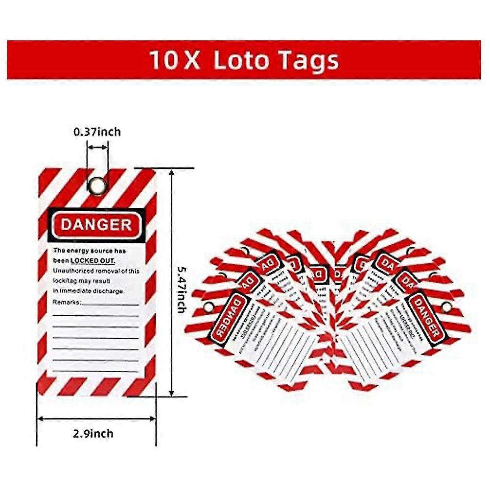 10 Red Lockout Tagout Locks with 10 Lock Out Tag Out Tags, Keyed ...