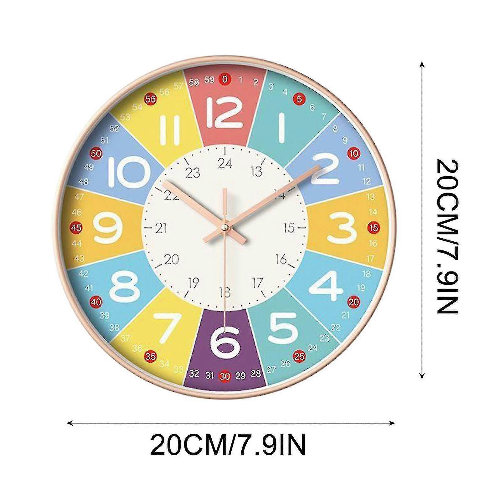 Kids Wall Clock 8 Inch, Colorful Telling Time Teaching Clock For ...