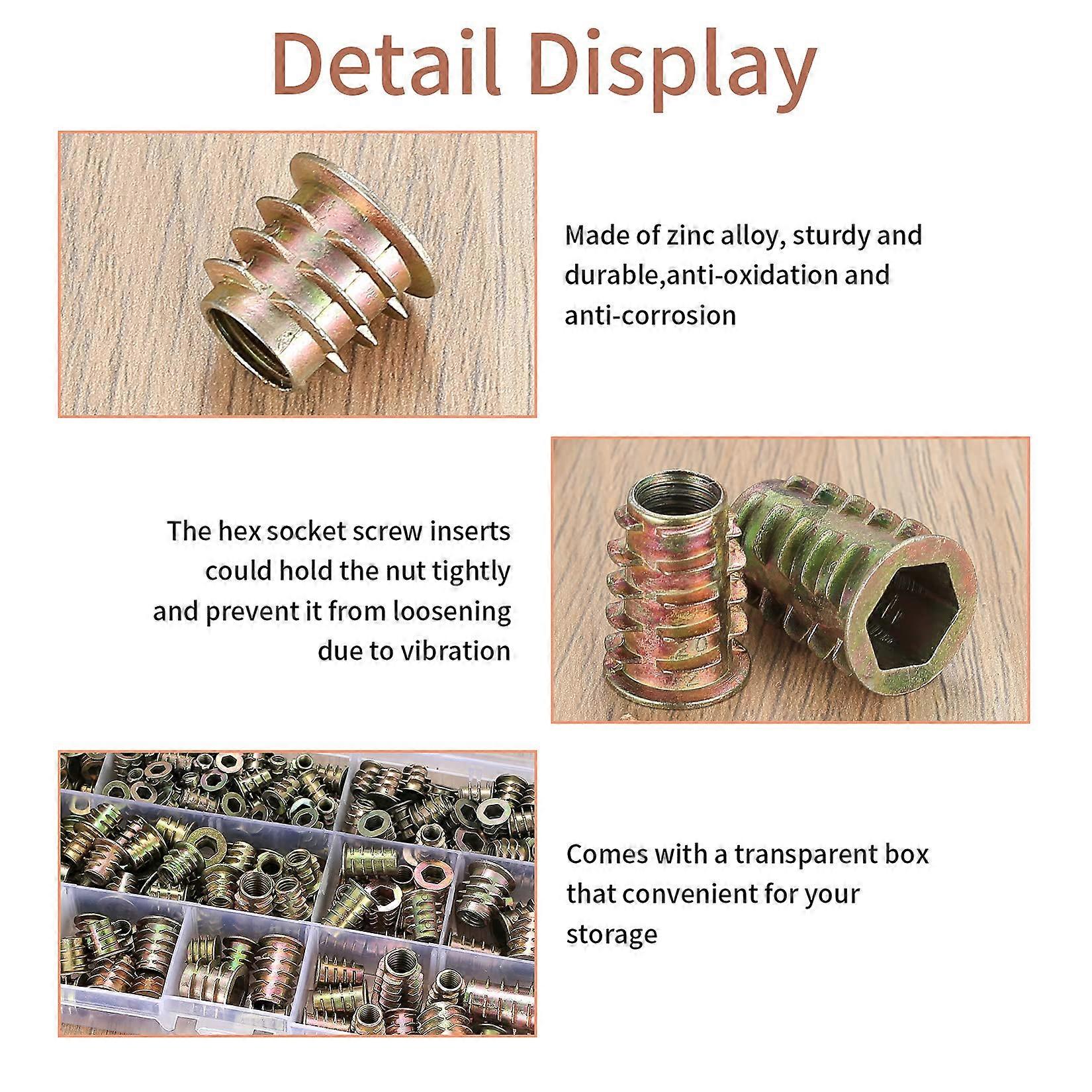 230PCS Screw-in Nuts, M4/M5/M6/M8/M10 Zinc Alloy Sockets, Hex Socket ...