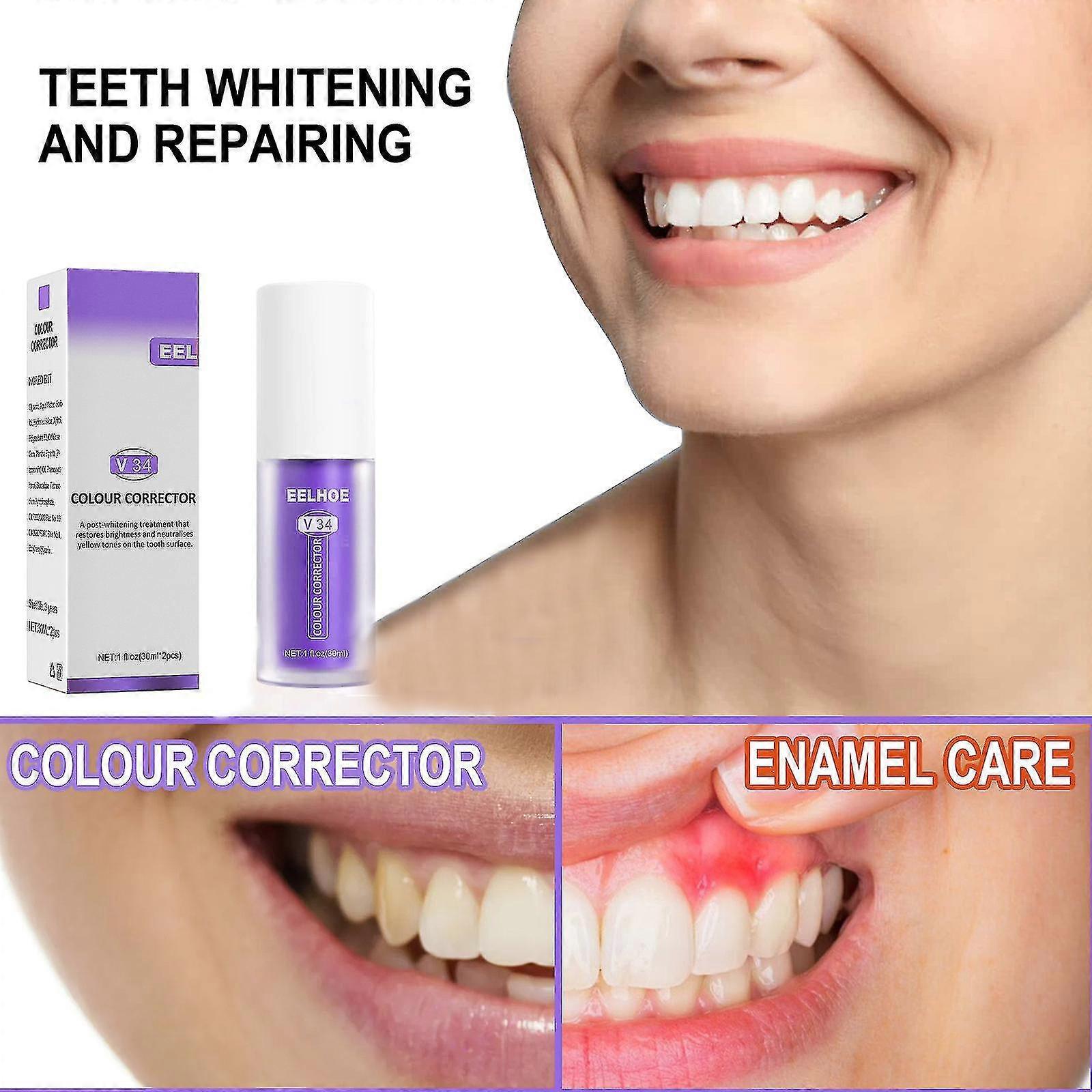 V34 Colour Corrector Toothpaste Tooth Whitening Enamel Care Dental ...