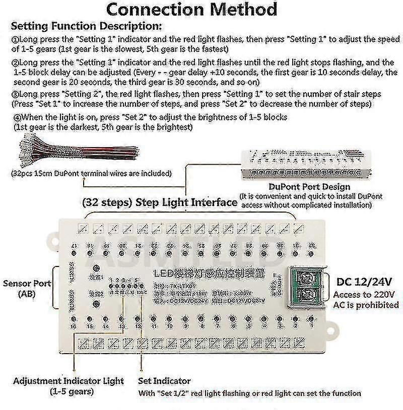 32 Channels Led Stair Lights Pir Motion Sensor Controller For Automatic ...