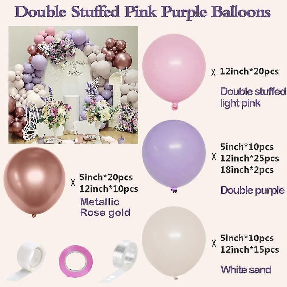 Pink Purple Balloon Garland Kit Double Stuffed Lavender Pink Balloon ...
