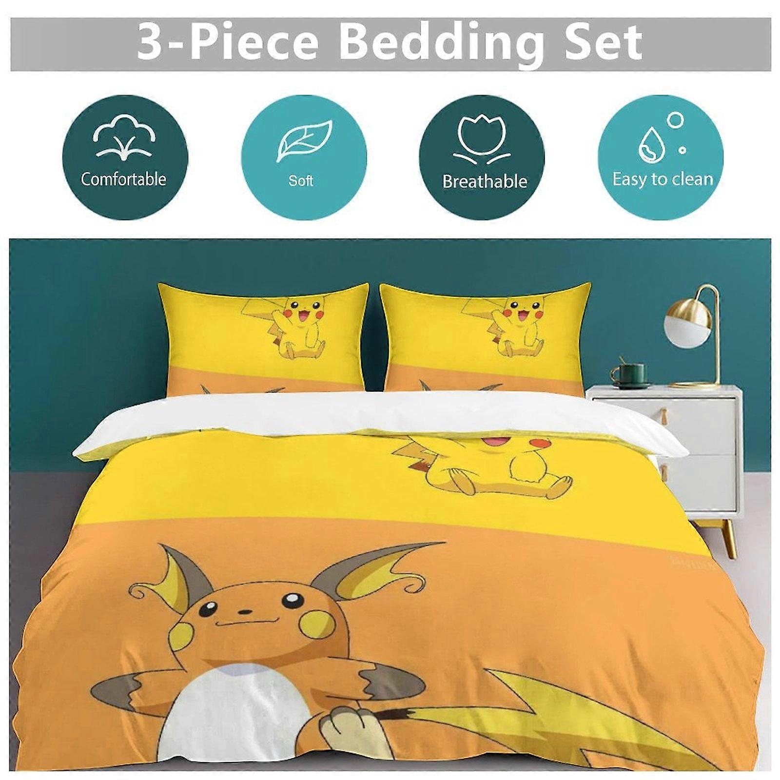 Bh33 Pikachu Bed Duvet Cover Funny Anime Cartoon Bedding Sets ...