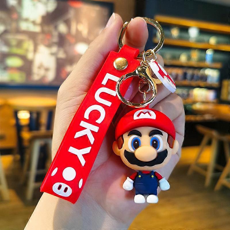Super Mario Bros Action Figures Keychain Anime Figure Luigi Peach ...