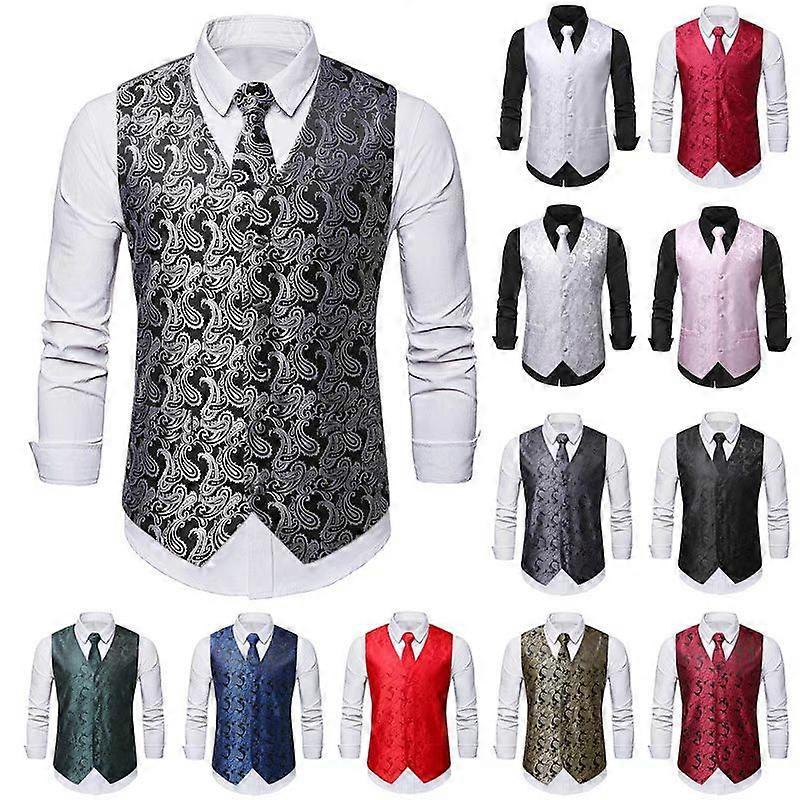 Mens Wedding Paisley Suit Vest Set , Formal Waistcoat Floral Vests ...