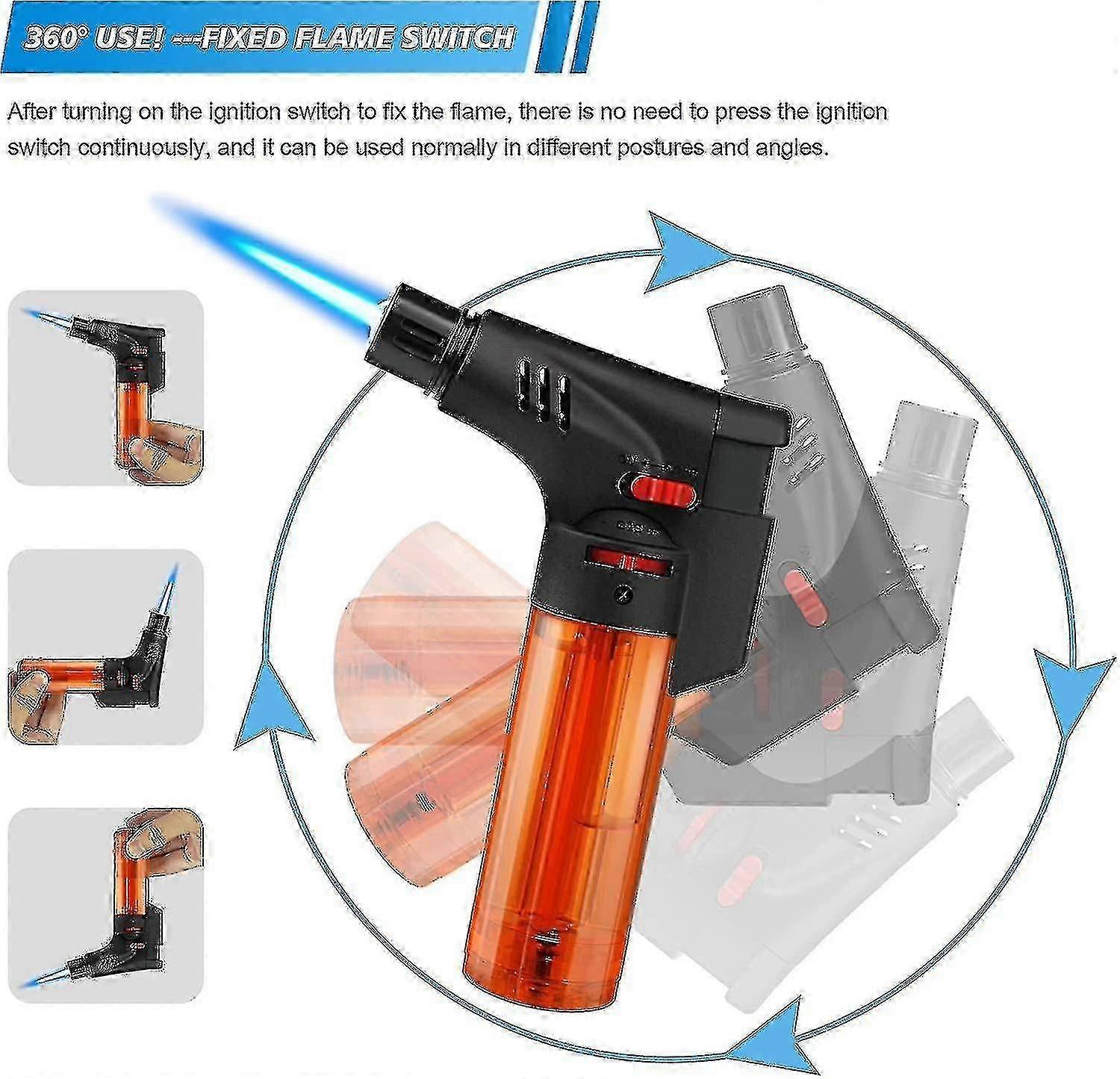 4 Pack Torch Lighter, Jet Flame, Butane Gas, Mini Refillable Windproof ...