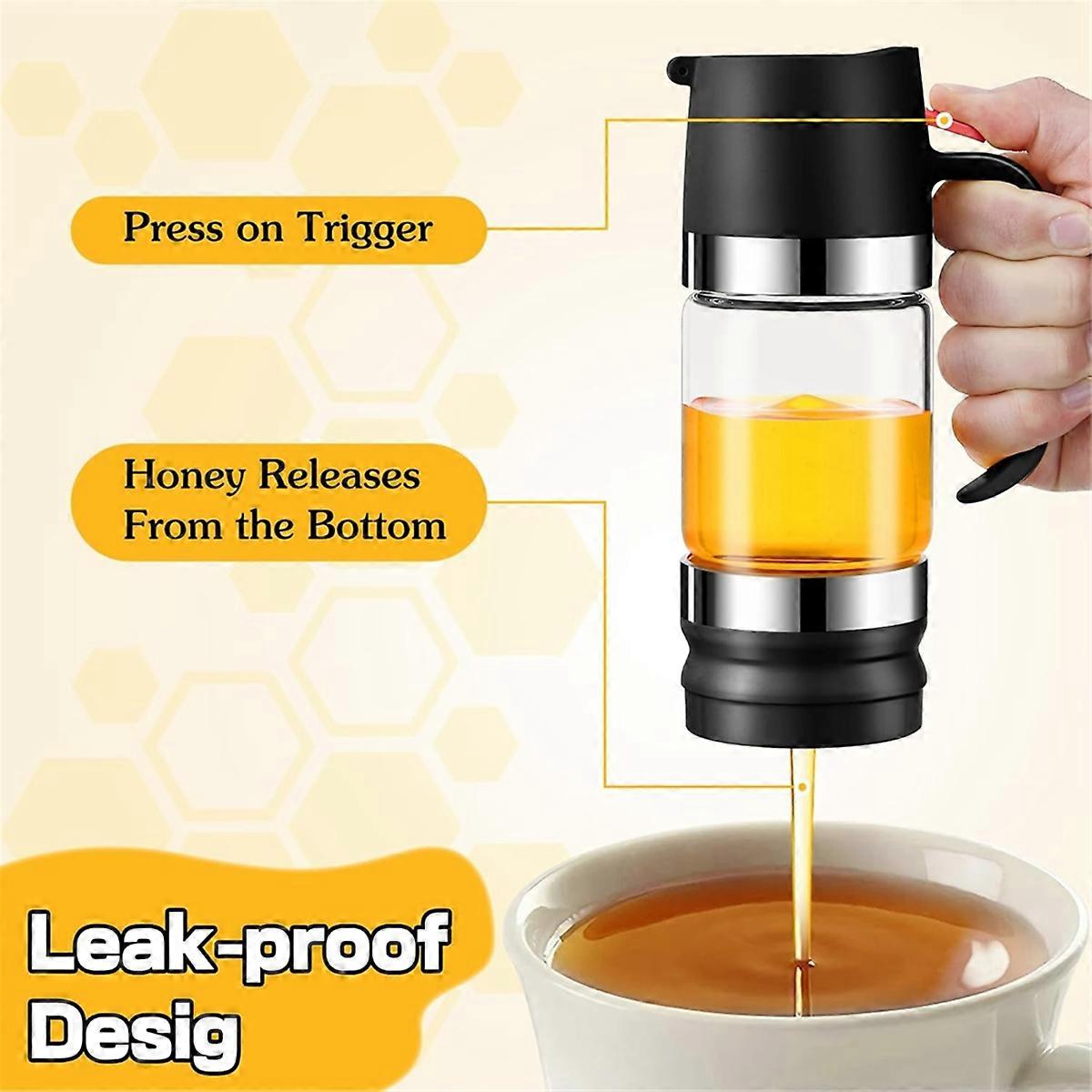 Honey Dispenser Jar, 10 Oz No Drip Glass with Handle Durables Clear ...
