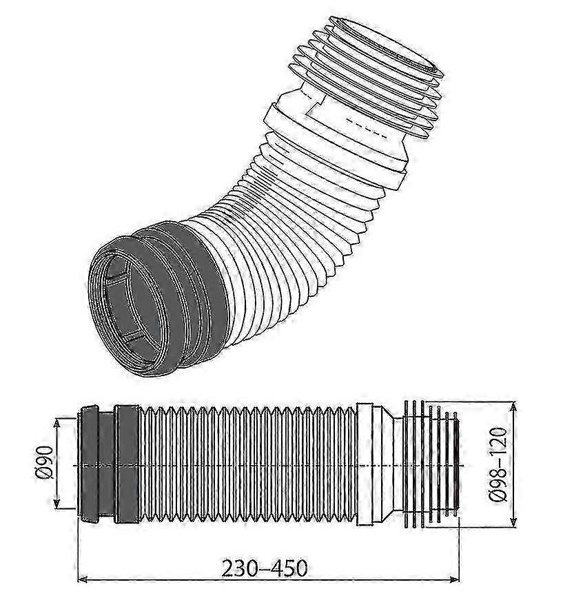 Universal Range Flexi Plastic Flexible Wc Toilet Elbow Waste Connector ...