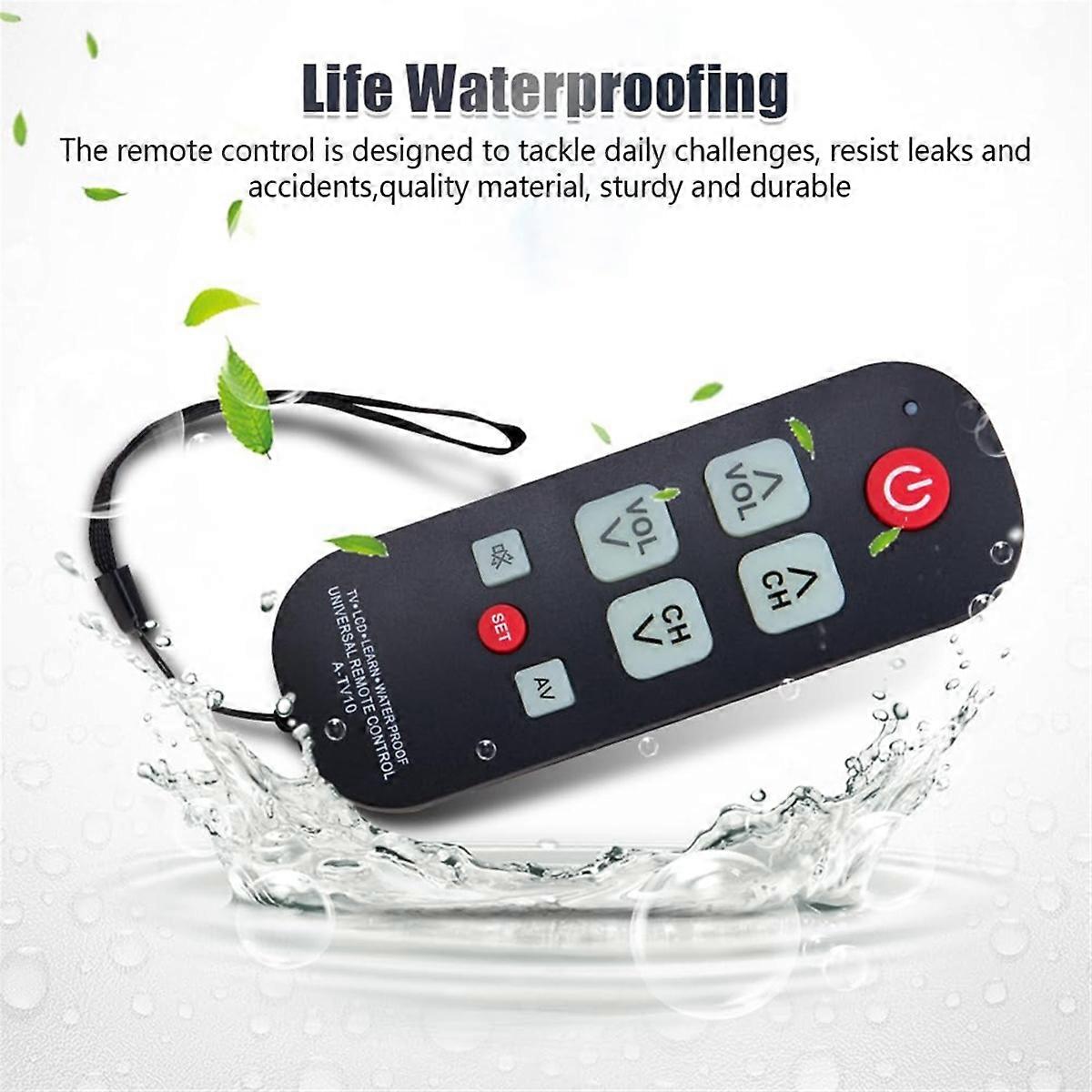 A-TV10 TV Remote for Seniors Universal Controller Simple Waterproof ...