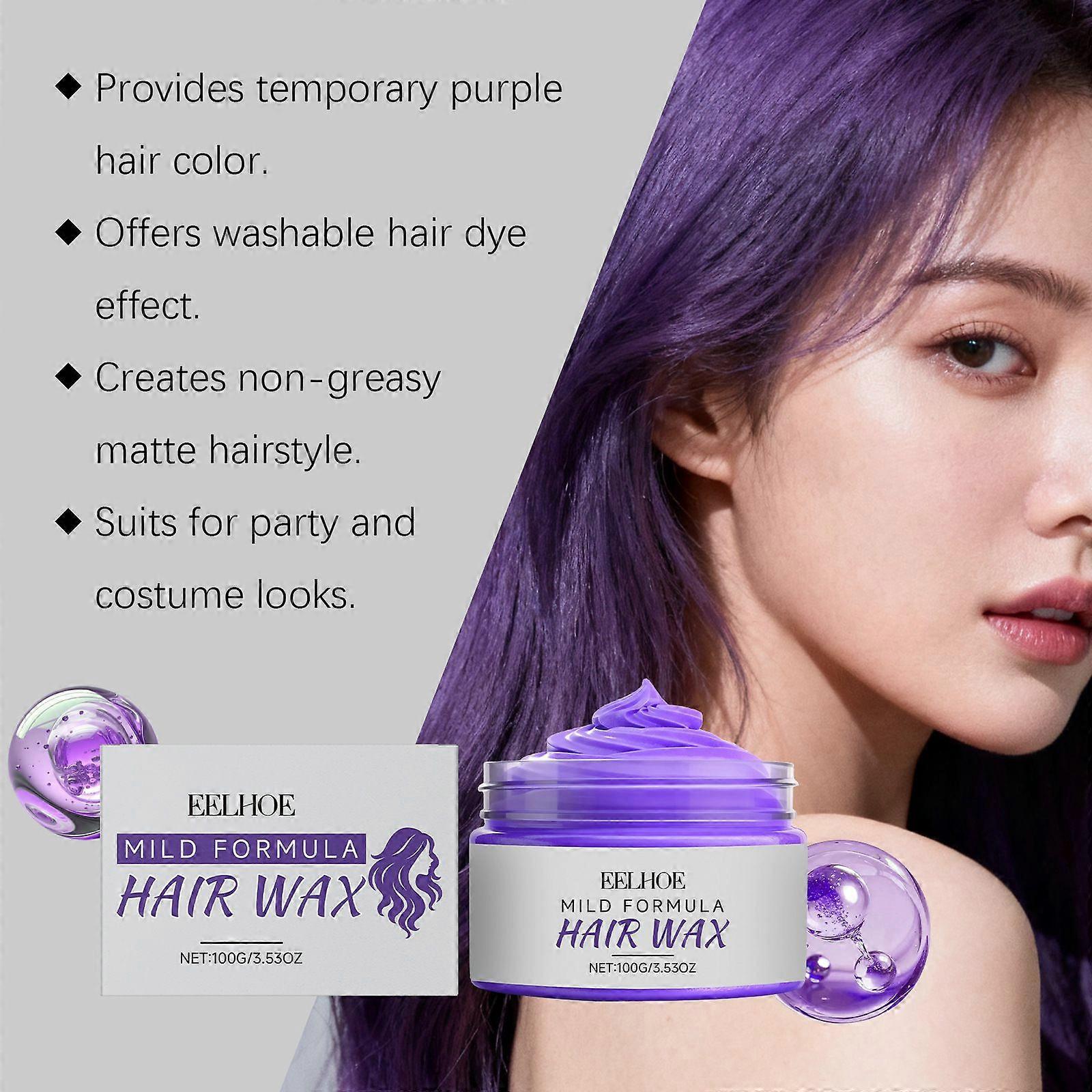 Purple Temporary Hair Color Wax, Instant Natural Violet Hairstyle Cream ...